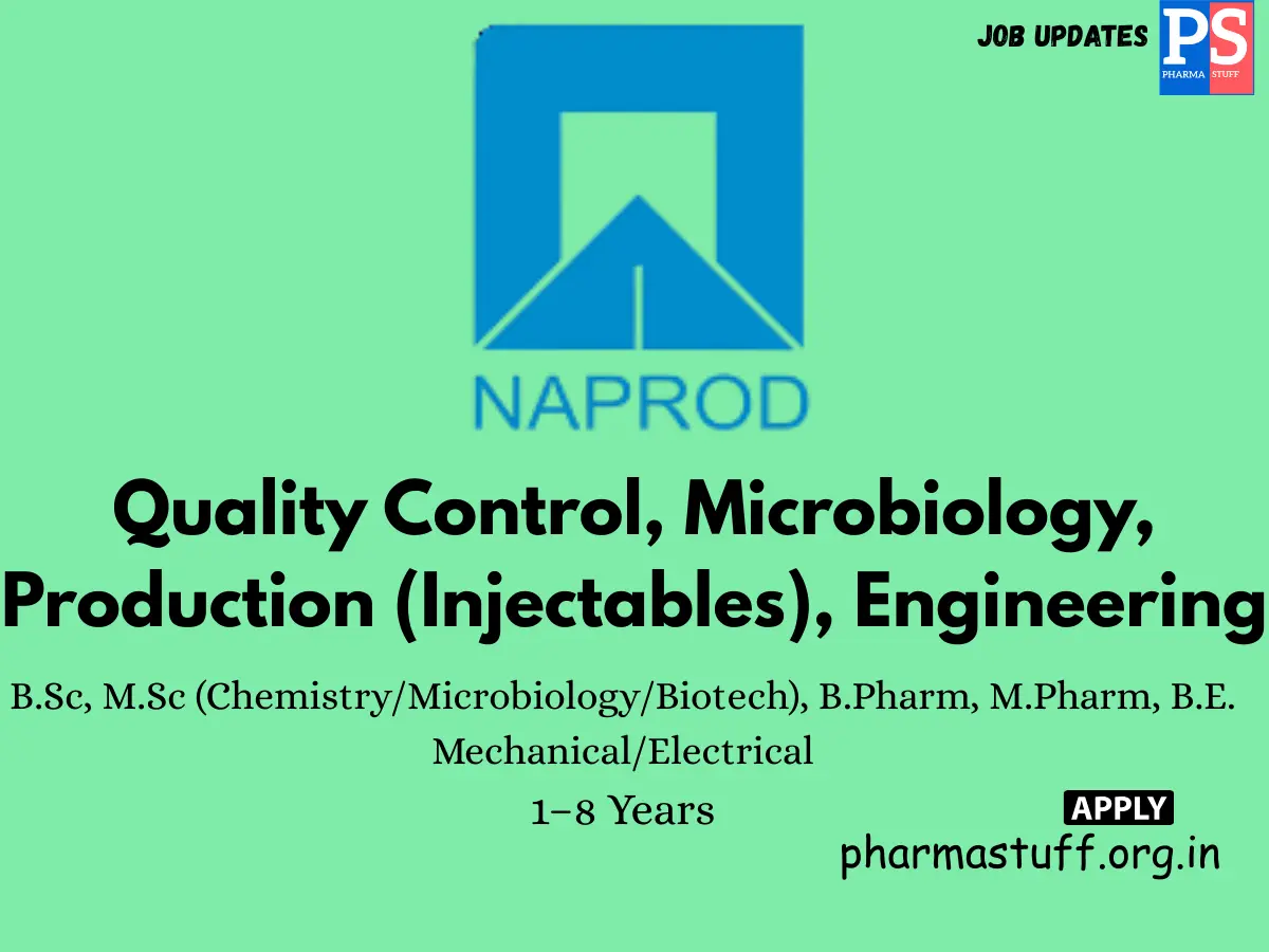 Naprod walk-in QC, Production, Microbiology & Engineering